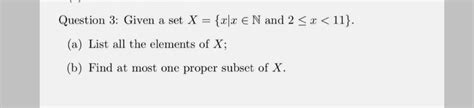 Solved Question Given A Set And X