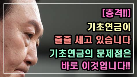 충격 기초연금이 줄줄 세고 있습니다 예산부족으로 전체 노인에게 기초연금 줄 수 없다고 하더니기초연금의 문제점은 바로 이것 기초연금 수급대상 Youtube