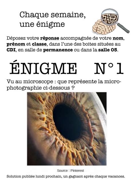 Énigmes scientifiques Collège Elsa Triolet de Varennes sur Seine