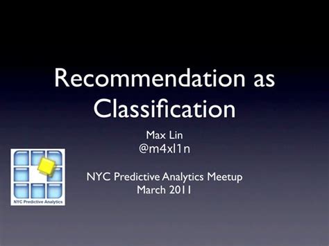 Recommendation As Classification Ppt