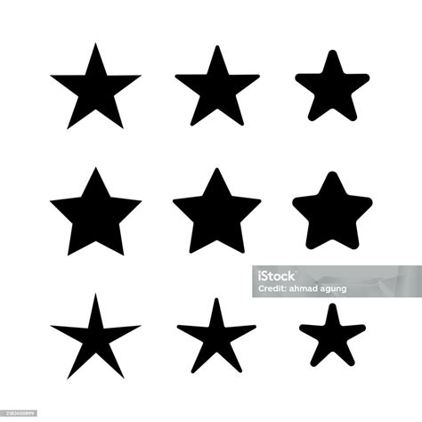 별 아이콘 세트 다양한 5 개의 뾰족한 검은 색 고립 된 별 벡터 일러스트 레이 션 0명에 대한 스톡 벡터 아트 및 기타 이미지 0명 날카로운 다양 Istock