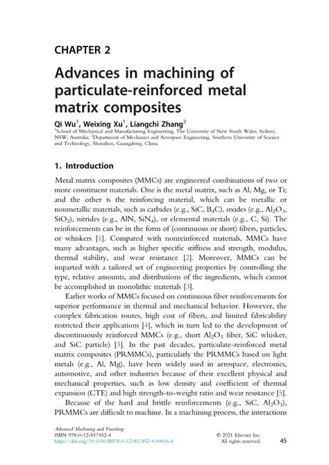 Pdf Chapter 2 Advances In Machining Of Particulate Reinforced Metal