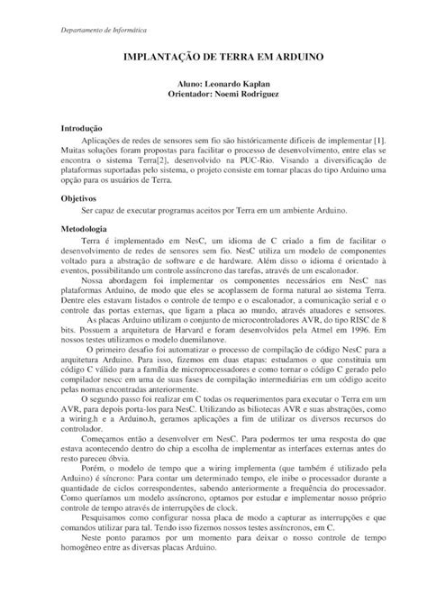 Pdf ImplantaÇÃo De Terra Em Arduino · A Wiring H E A Arduino H Geramos Aplicações A Fim De