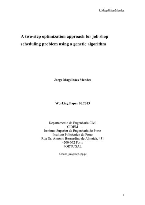A Two Step Optimization Approach For Job Shop Scheduling Problem Using