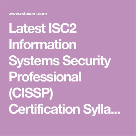 Isc2 Cissp Certification Syllabus And Prep Guide Syllabus Security