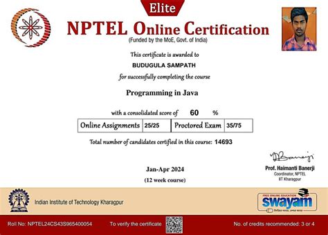Sampath Budugula On Linkedin Java Programming Nptel Learning