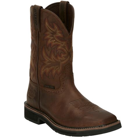 Justin Original Work Boots Mens Stampede Steel Toe Square Toe Work