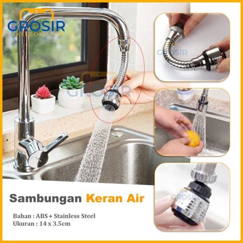 Sambungan Kran Air Stainless Fleksibel Saringan Keran Wastafel Cuci