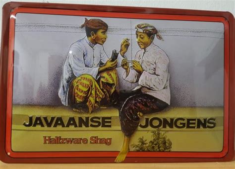 Javaanse Jongens Halfzware Shag Metalen Wandbord Reclamebord