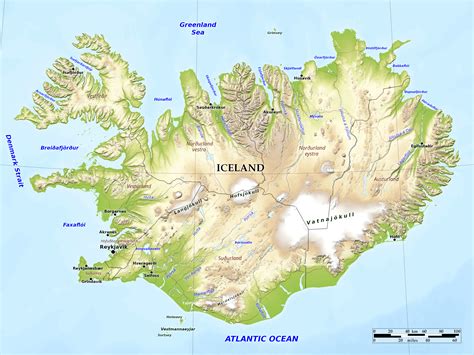 Blue Green Atlas Free Relief Map Of Iceland