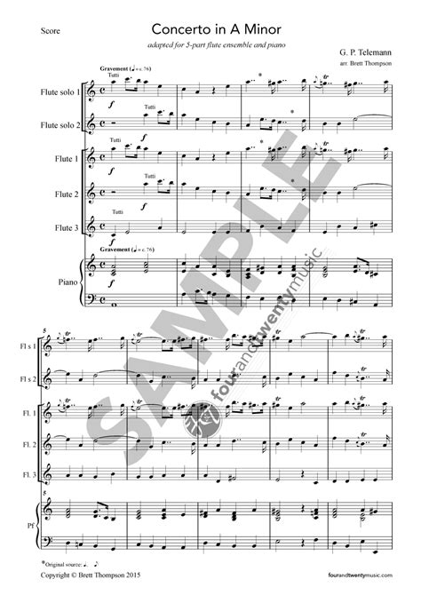 Concerto In A Minor G P Telemann Digital Sheet Music Four And