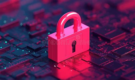 A Vibrant Pink Padlock Placed On A Digital Circuit Board Symbolizing Cybersecurity And Data