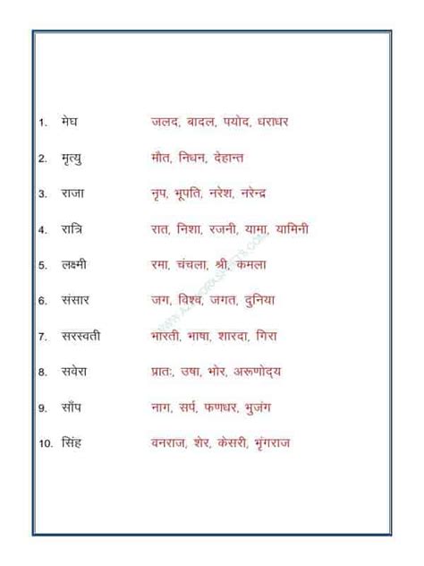 A2zworksheetsworksheet Of Hindi Grammar Paryayvachi Shabd 05