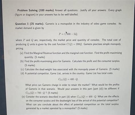 solved problem solving 100 marks answer all questions