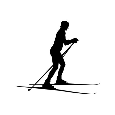 Siluet Devuski Na Lyzah Prostoj Risunok Vecteur Premium