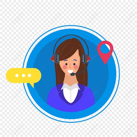 손으로 그린 만화 블루 고객 서비스 정보 일러스트 레이션음성신사복 Png 일러스트 무료 다운로드 Lovepik
