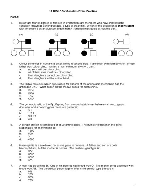 Genetics Final Exam Practice Test