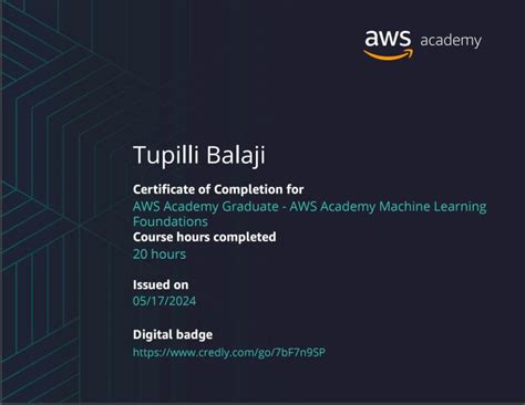 Passed Machine Learning Course At Aws Academy Balaji Tupilli Posted