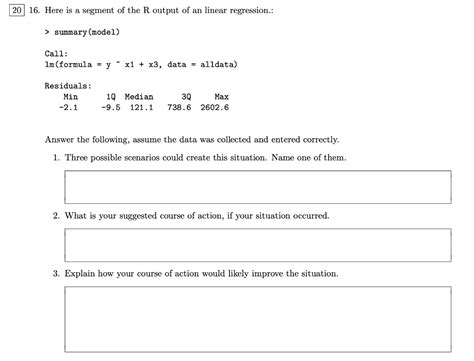Solved Here Is A Segment Of The R Output Of An Linear Chegg