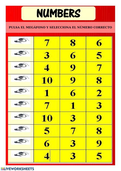 Numbers To Interactive Worksheet St Grade Worksheets Worksheets Learning Numbers