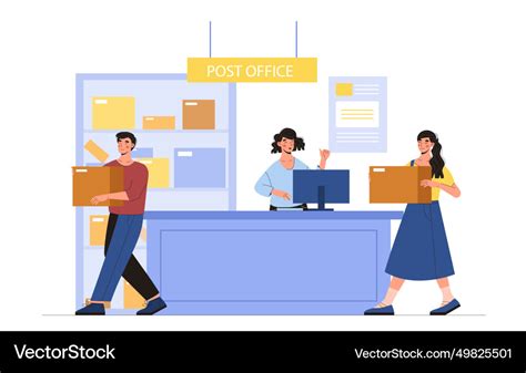 People In Post Office Concept Royalty Free Vector Image