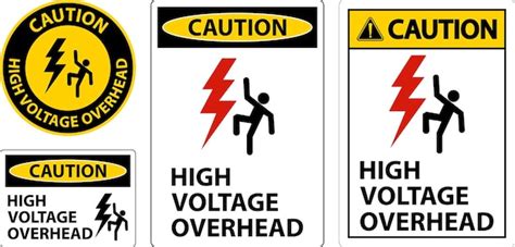 Premium Vector Caution High Voltage Overhead Sign On White Background