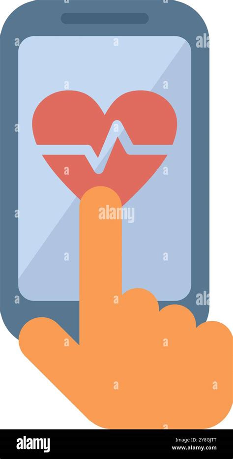 Hand Using A Mobile Application For Checking Heart Rate And Monitoring Health Stock Vector Image
