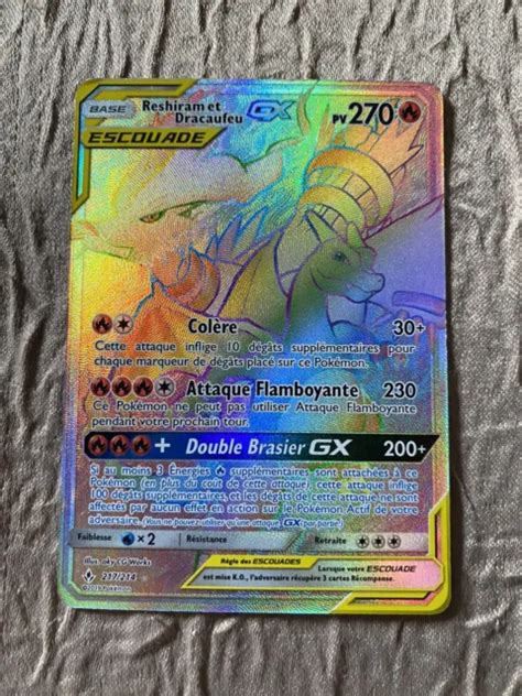 Carte Pokemon Reshiram Et Dracaufeu Gx Escouade Arc En Ciel Eur 2500