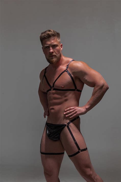 Mens Chest Harness Harness Leather Jock Thong Mens Fetish Underwear