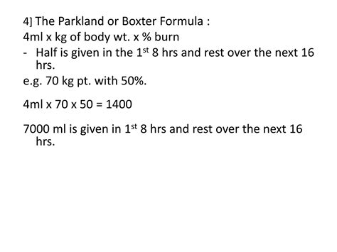 Fluid Calculation For Burn Ppt First Aid Injuries