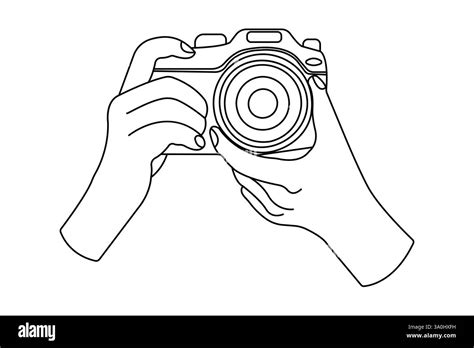 Modern Camera Continuous One Line Drawing Of Minimalist Outline Vector Design Stock Vector Image