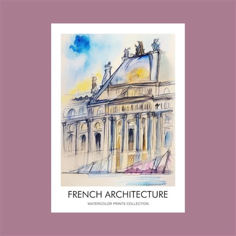 Premium Vector Ancient French Architecture Vector Poster Print