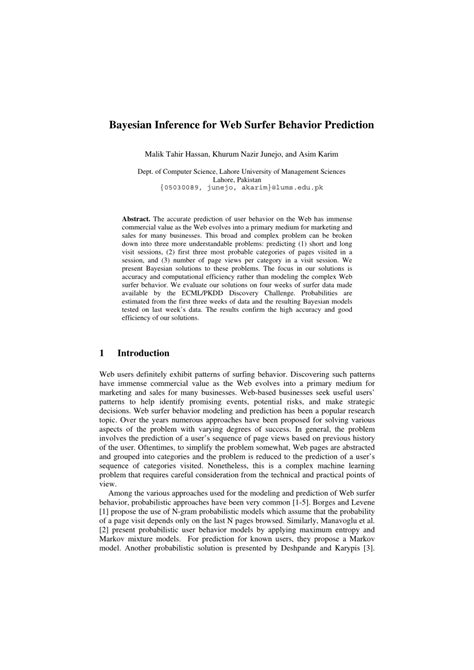 Pdf Bayesian Inference For Web Surfer Behavior Prediction
