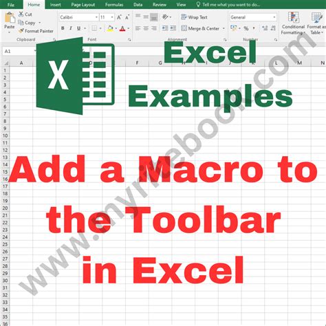 Excel Example Add A Macro To The Toolbar In Excel VBA Myritebook