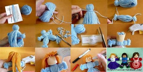 Осьминог сердечко и куколка из ниток Russian