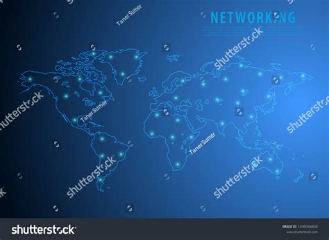 Global Network Connection Background Blue World Stock Vector Royalty