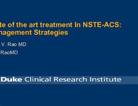 State Of The Art Treatment In Nste Acs Management Strategies