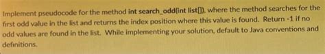 Solved Implement Pseudocode For The Method Int
