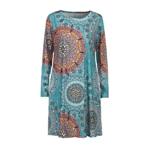 Grefer Womens Long Sleeve Vintage Boho Maxi Evening Party Beach Floral