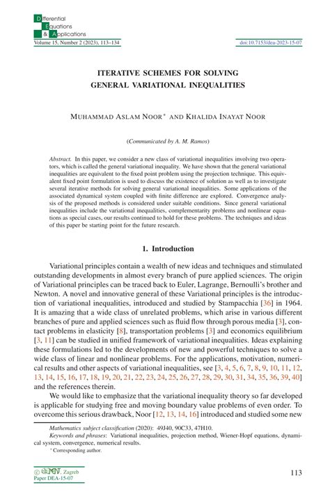Pdf Iterative Schemes For Solving General Variational Inequalities