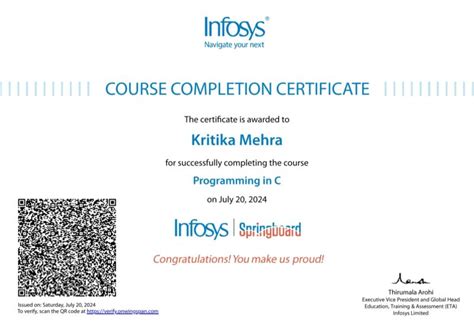 Kritika Mehra On Linkedin Programming Learningskills Cprogramming Infosys