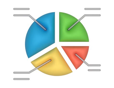 3d Pie Chart 4 Slices And Statistics On A Transparent Background