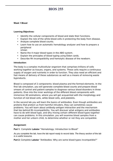 BIOS Virtual Labs Week Stuvia US