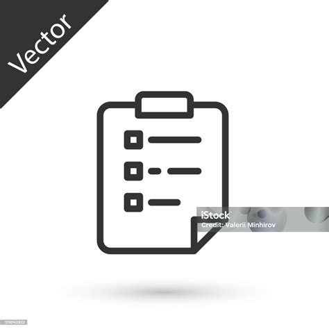 흰색 배경에 격리 된 체크리스트 아이콘이있는 회색 줄 클립 보드 컨트롤 목록 기호입니다 설문 조사 또는 설문조사 피드백 양식 벡터 개념에 대한 스톡 벡터 아트 및 기타