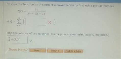 Solved Express the function as the sum of a power series by | Chegg.com