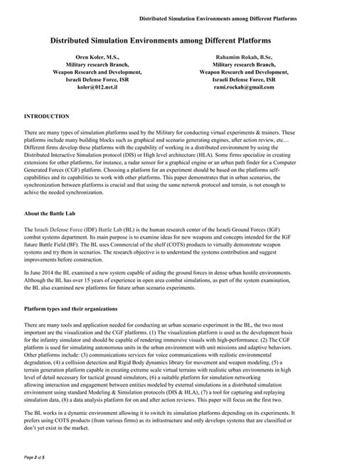 Distributed Simulation Environments Among Different Platforms Pdf Simulation Video Games