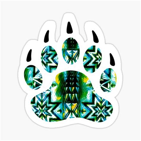 White Turquoise Native Bear Paw Print Sticker For Sale By Jmwcd
