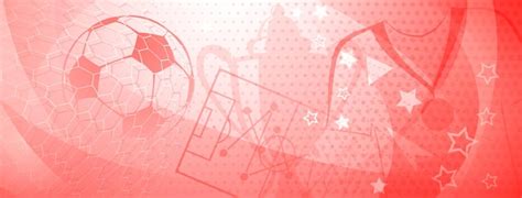 붉은 색의 큰 공 및 기타 축구 기호가 있는 축구 테마의 추상적 배경 프리미엄 벡터