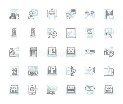 deep learning linear icons set neural nerks artificial intelligence