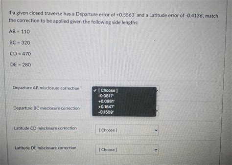 Solved If A Given Closed Traverse Has A Departure Error Of